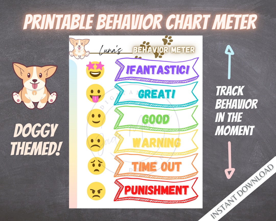 Behavior Chart Tracker for Kids Toddlers Customizable Daily Personalize ...