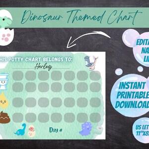 Dinosaur Potty Training Chart Printable for Toddler Reward Chart | Dino ...