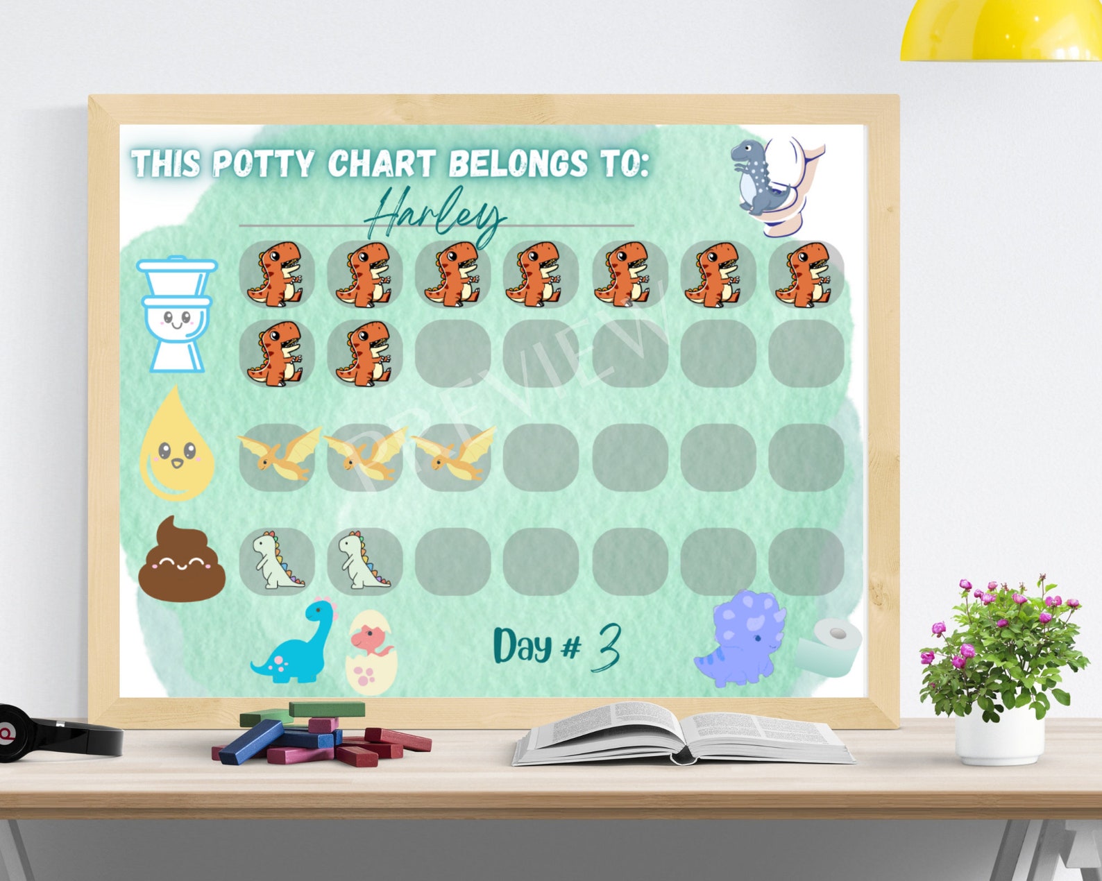 Dinosaur Potty Training Chart Printable for Toddler Reward Chart | Dino ...