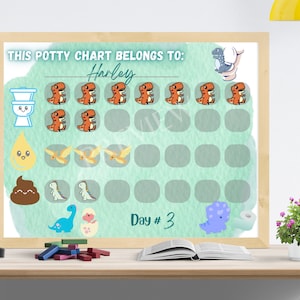 Dinosaur Potty Training Chart Printable for Toddler Reward Chart | Dino ...
