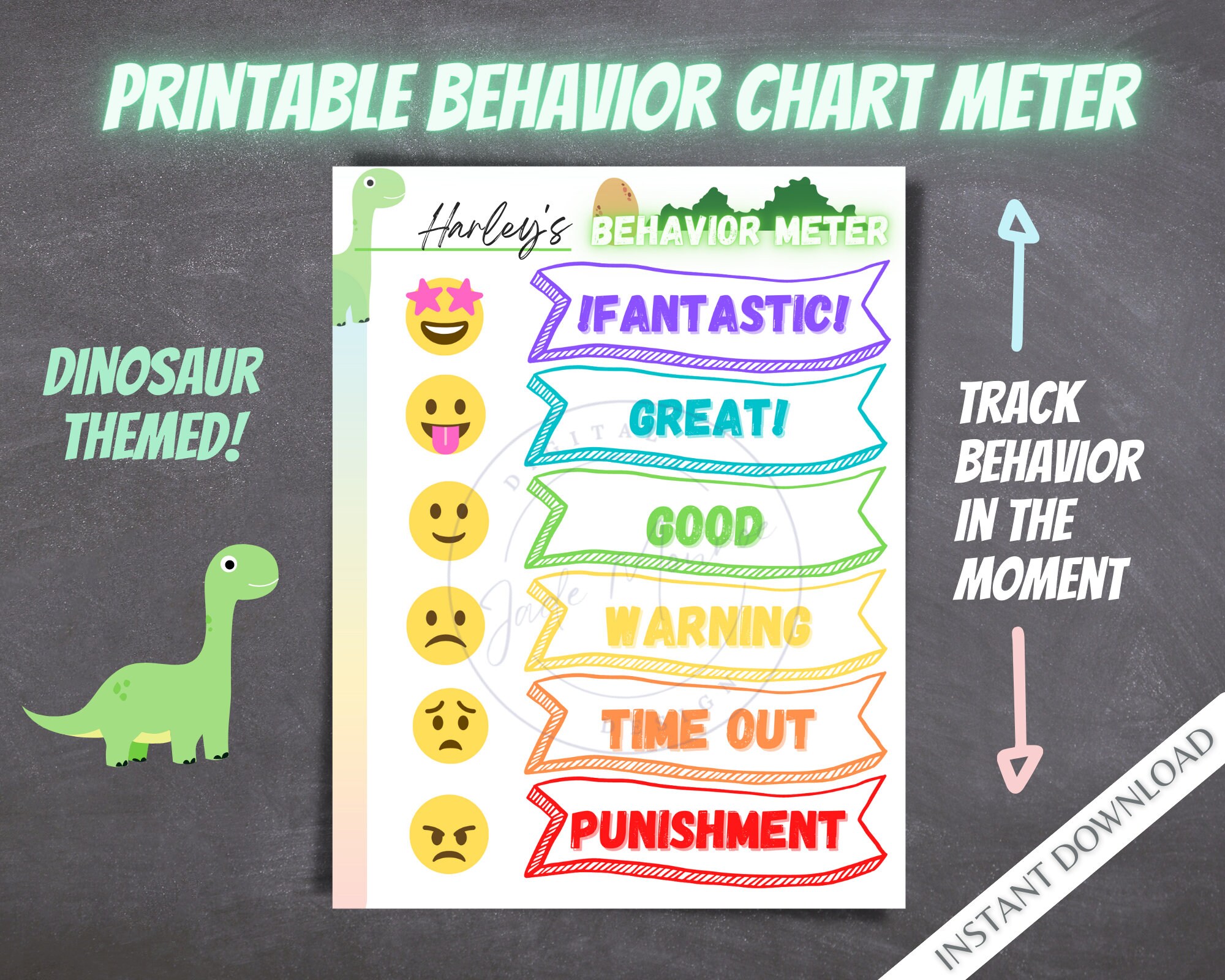 Behavior Chart Tracker for Kids Toddlers Customizable Daily Personalize ...