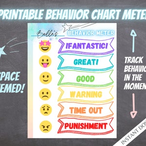 Behavior Chart Tracker for Kids Toddlers Customizable Daily Personalize ...