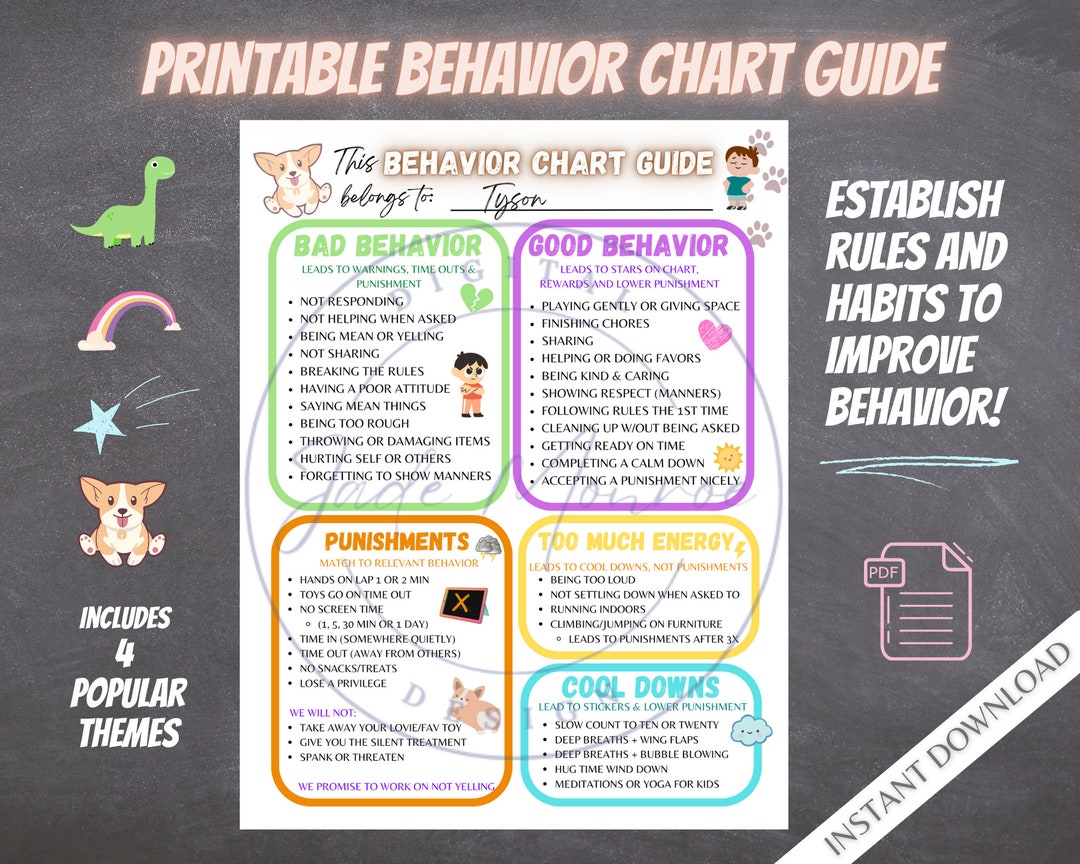 Kids Behavior Chart Reward Sticker Chart Responsibility Routine ...