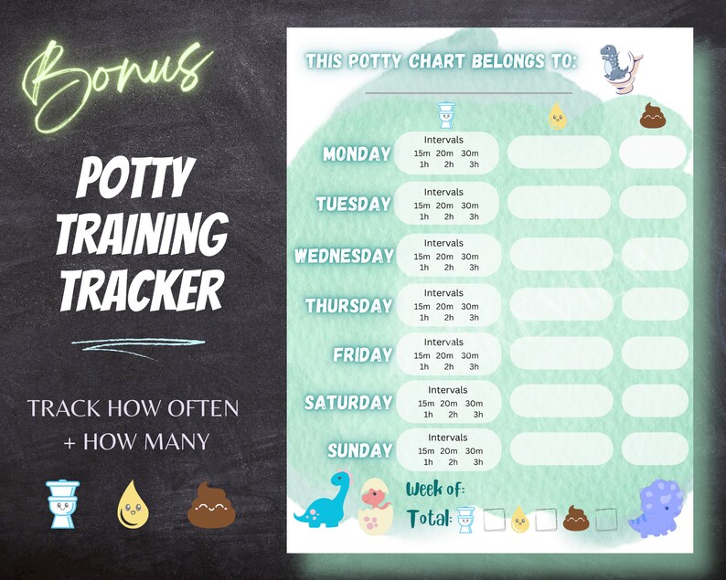 Dinosaur Potty Training Chart Printable for Toddler Reward Chart Dino ...
