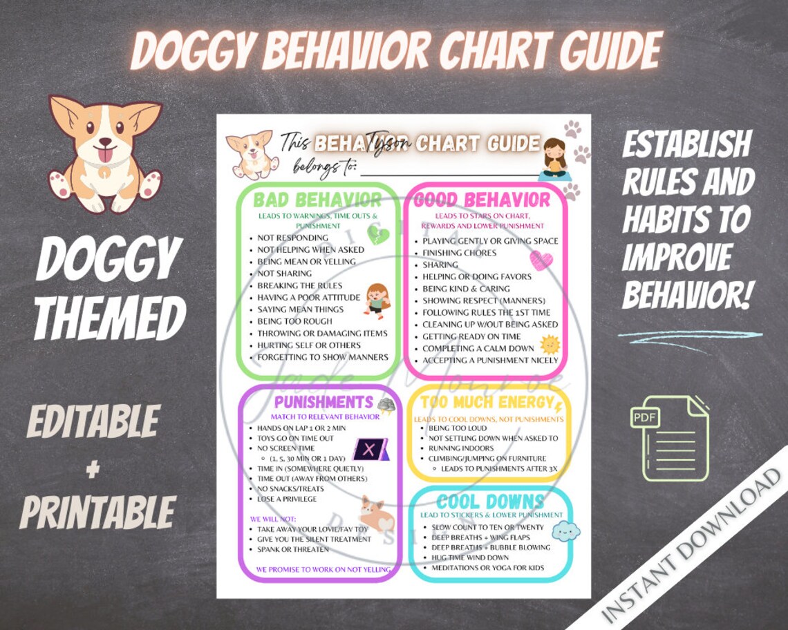 Behavior Chart for Kids Customizable Routine Instant Download - Etsy