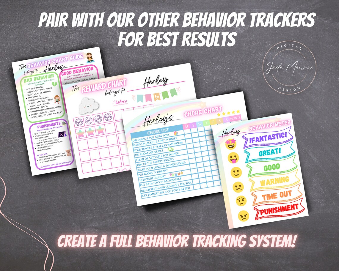 Behavior Chart Tracker for Kids Toddlers Customizable Daily Personalize ...