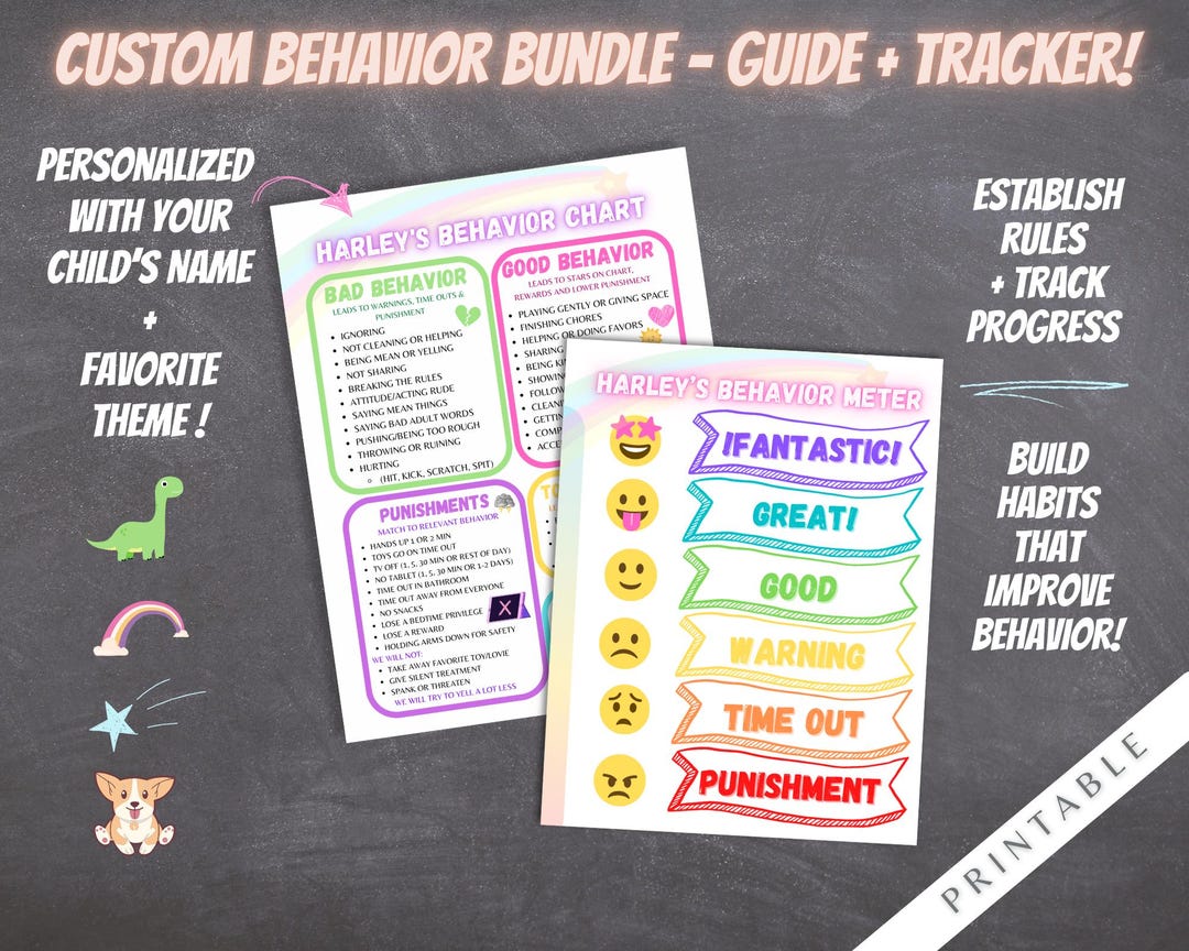 Behavior Chart & Tracker Bundle for Kids – Personalized Visual Behavior ...