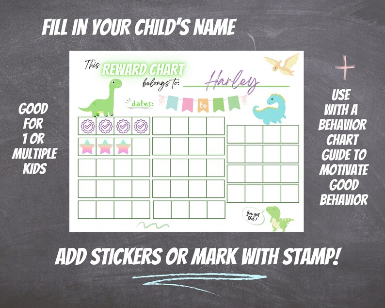 Kids Reward Chart for Family Printable Sticker Chart for Kids Daily ...