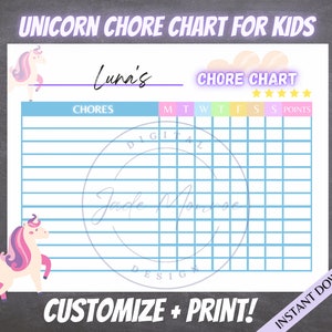 Chore Chart for Kids Sticker Star Chart for Family Weekly Personalized ...