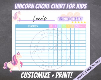 Chore Chart for Kids Sticker Star Chart for Family Weekly Personalized ...