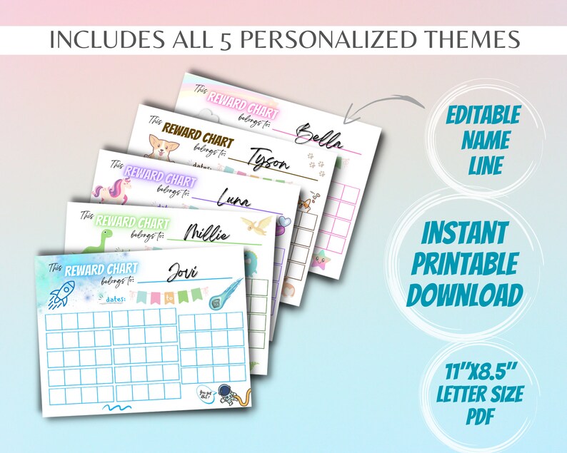 Kids Reward Chart for Family Printable Sticker Chart for Kids Daily ...