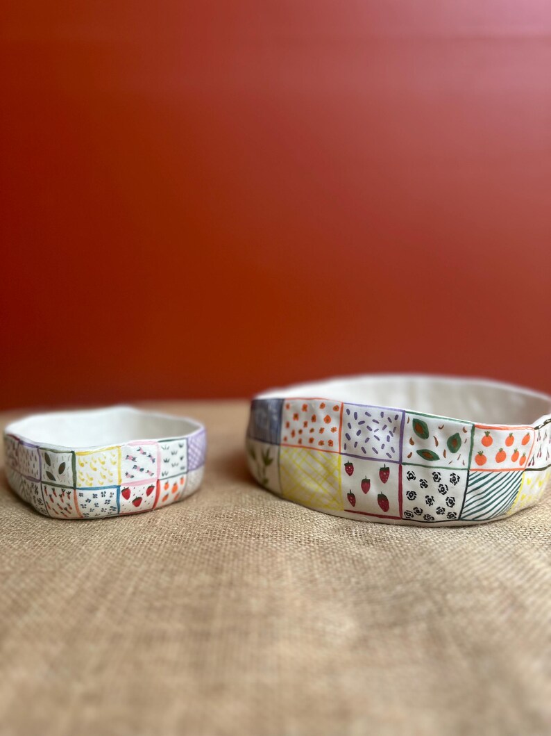 Colorful Hand-painted Ceramic Bowl Set One Large & One Small Bowl With ...