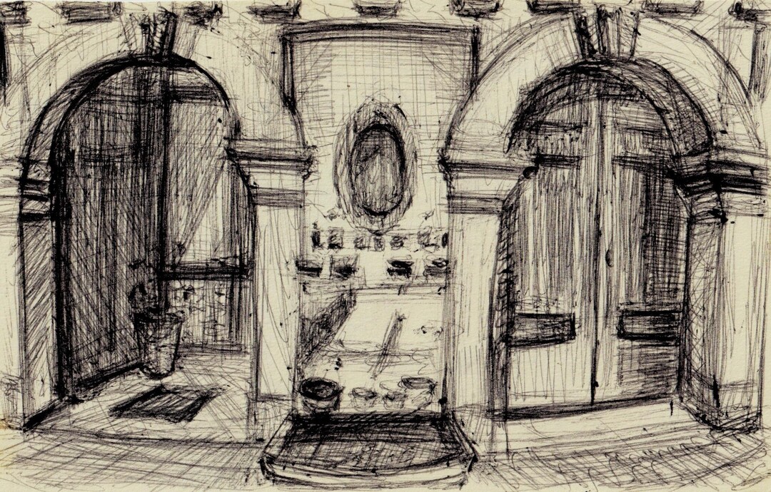 Italy Sicily Doorways Original Pen Drawing on Colored Yellow Sketchbook ...