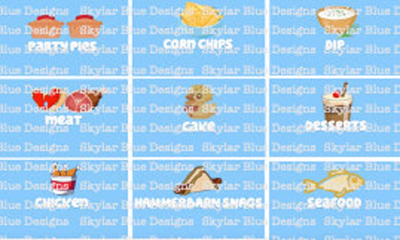 18 X Food Labels/table Cards/buffet Label/ Party Table Labels - Etsy