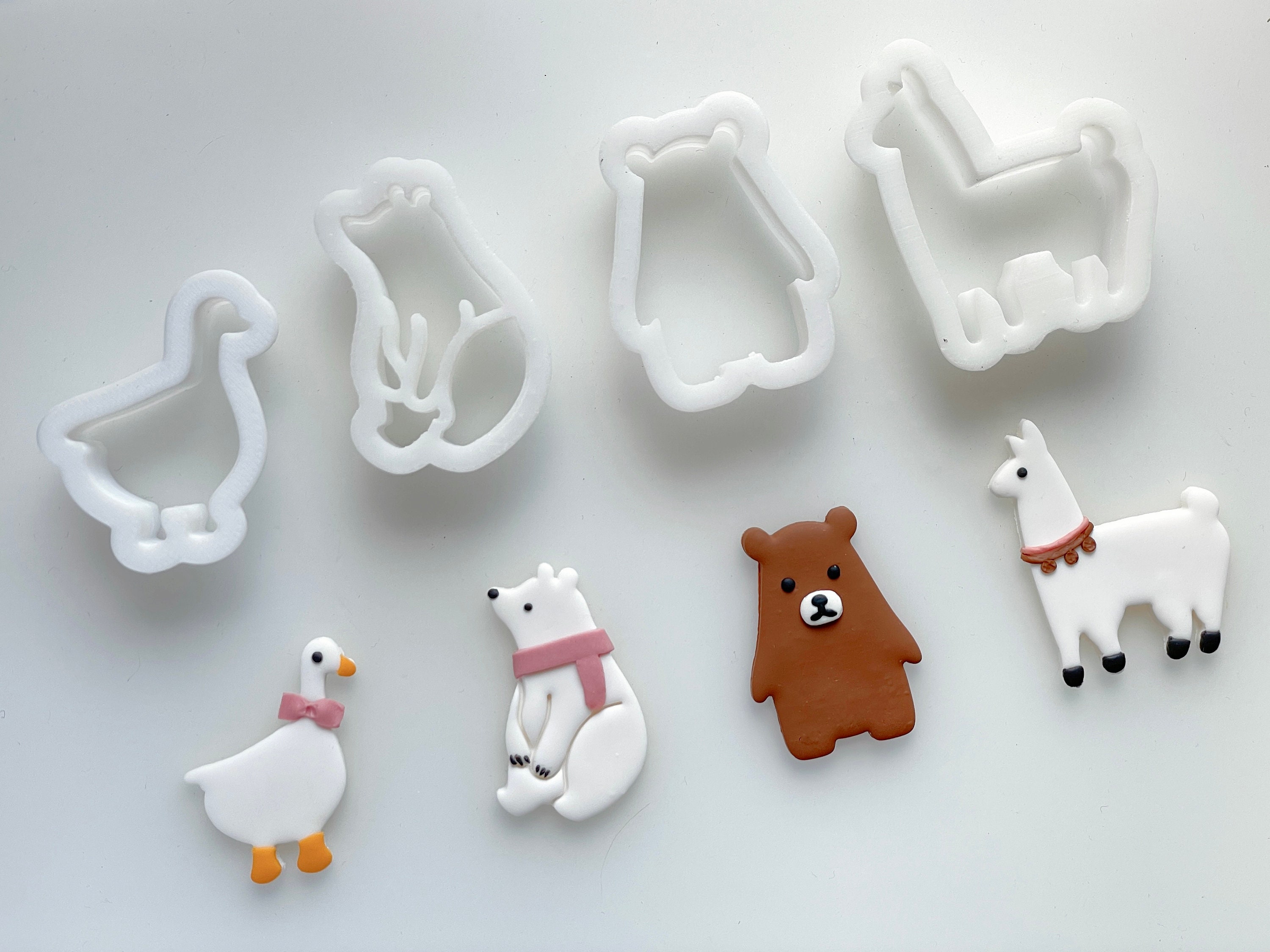 Animal Clay Cookie Cutters Bear Polabear Goose Alpaca Cute Designed DIY ...