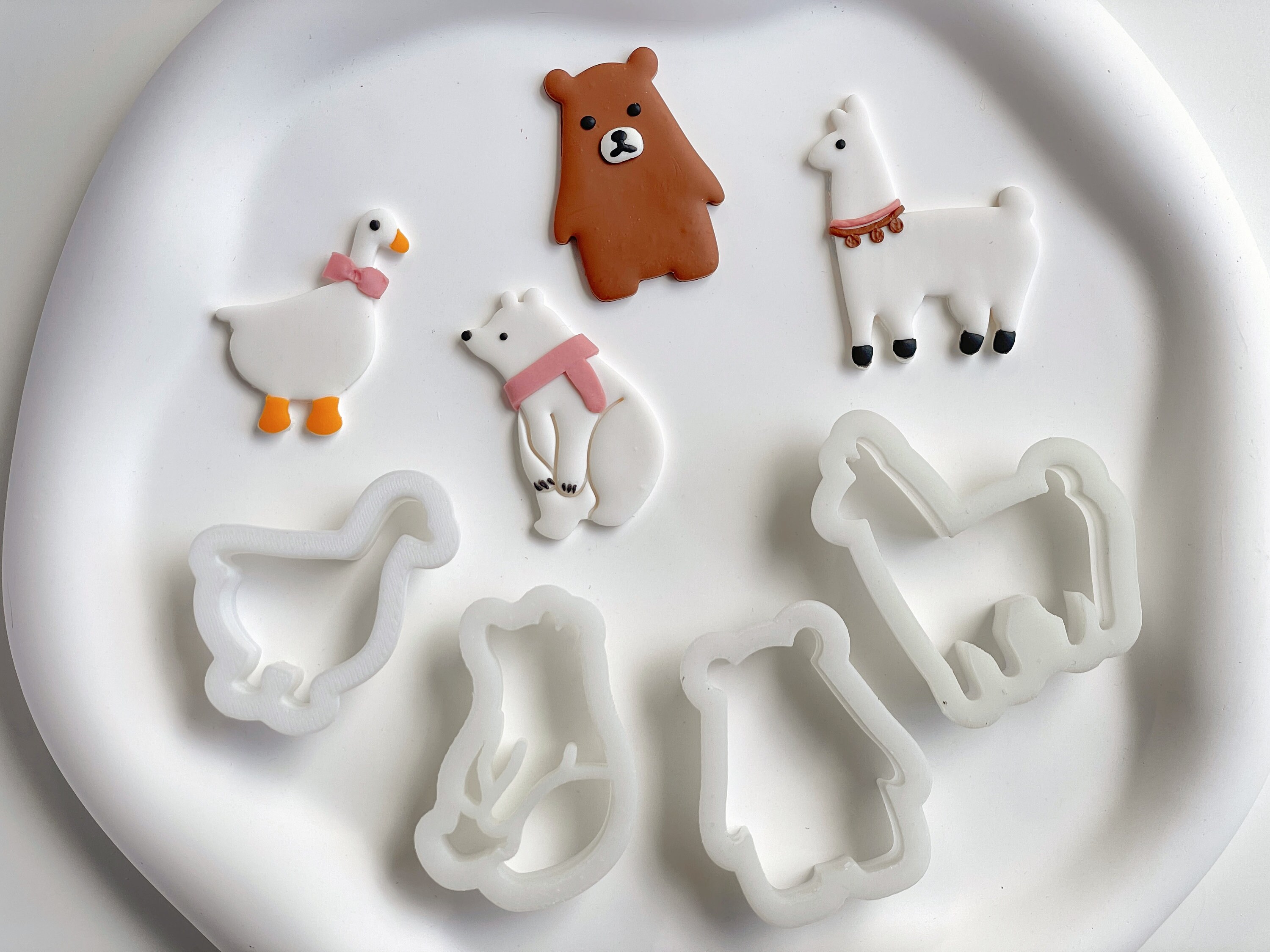 Animal Clay Cookie Cutters Bear Polabear Goose Alpaca Cute Designed DIY ...