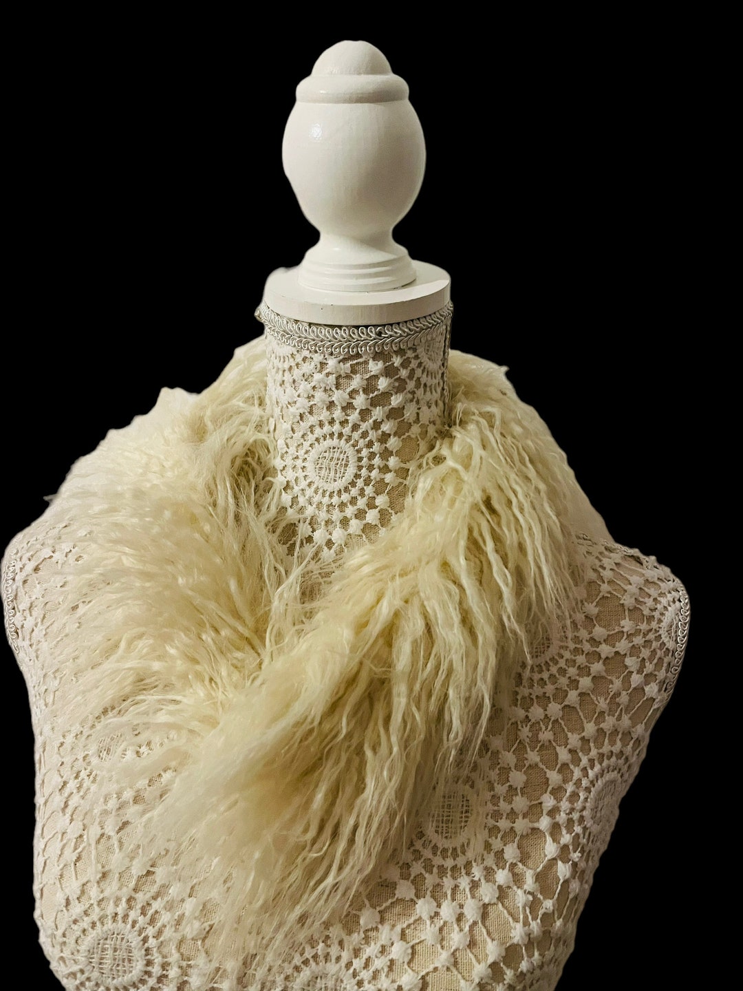 Vintage Cream Faux Fur Scarf: 70s Afghan Style Collar - Etsy