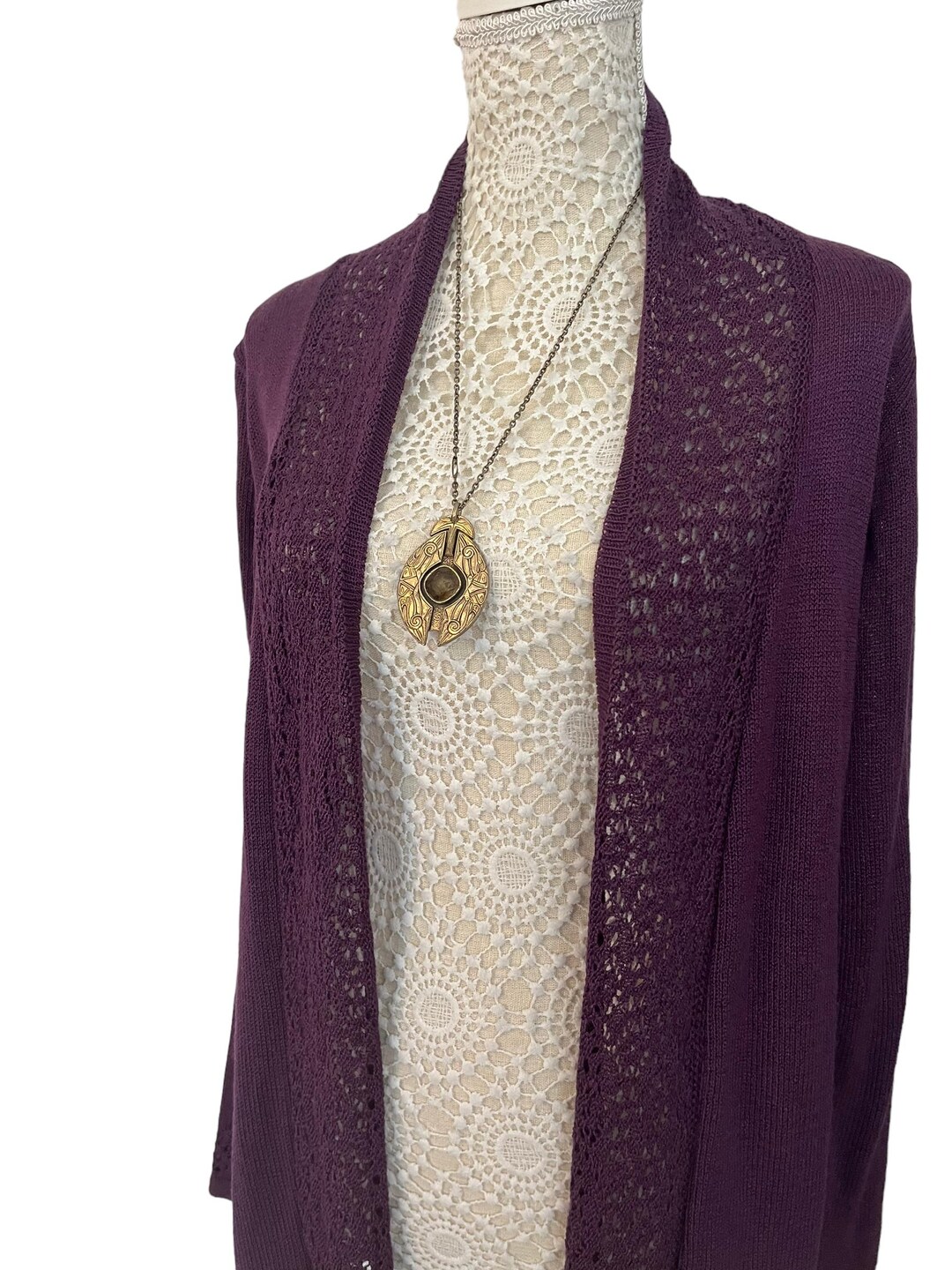 Vintage Knitted Purple Shrug Style Cardigan Knit Size 12 14 Knitwear ...