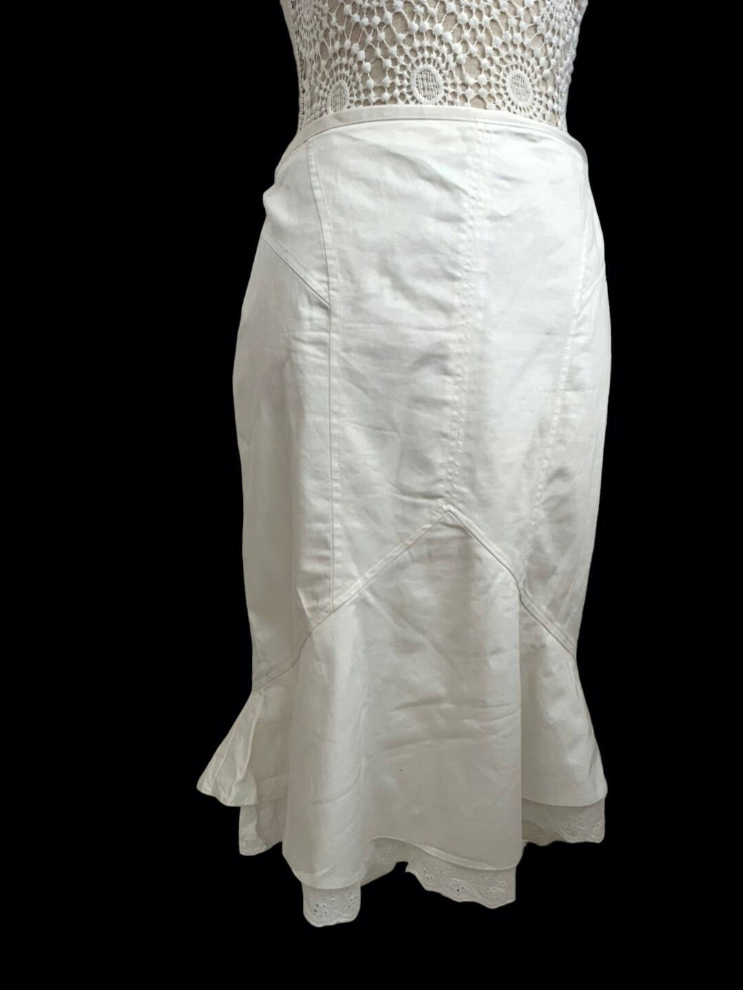 Vintage Womens Jane Norman 1990s 90s Y2k White Fishtail Skirt Fashion ...
