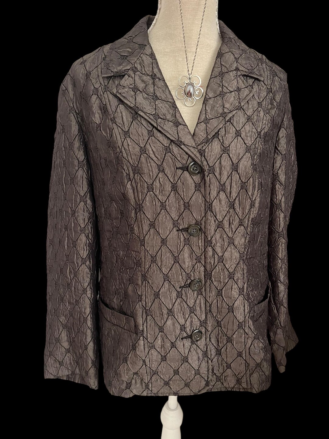 Vintage Womens Metallic Quilted Jacket: Renaissance Chainmail Effect ...