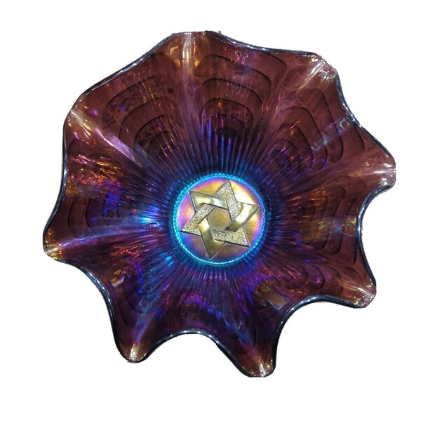 Star of David Carnival Glass Bowl - Etsy