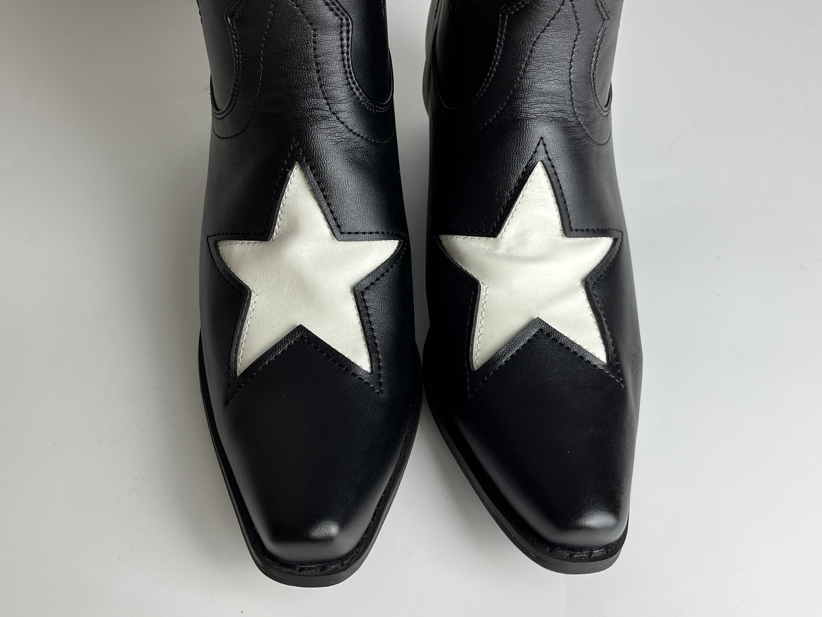 Black Cowboy Boots Star Embroiderd Cowgirl Boots Festival - Etsy