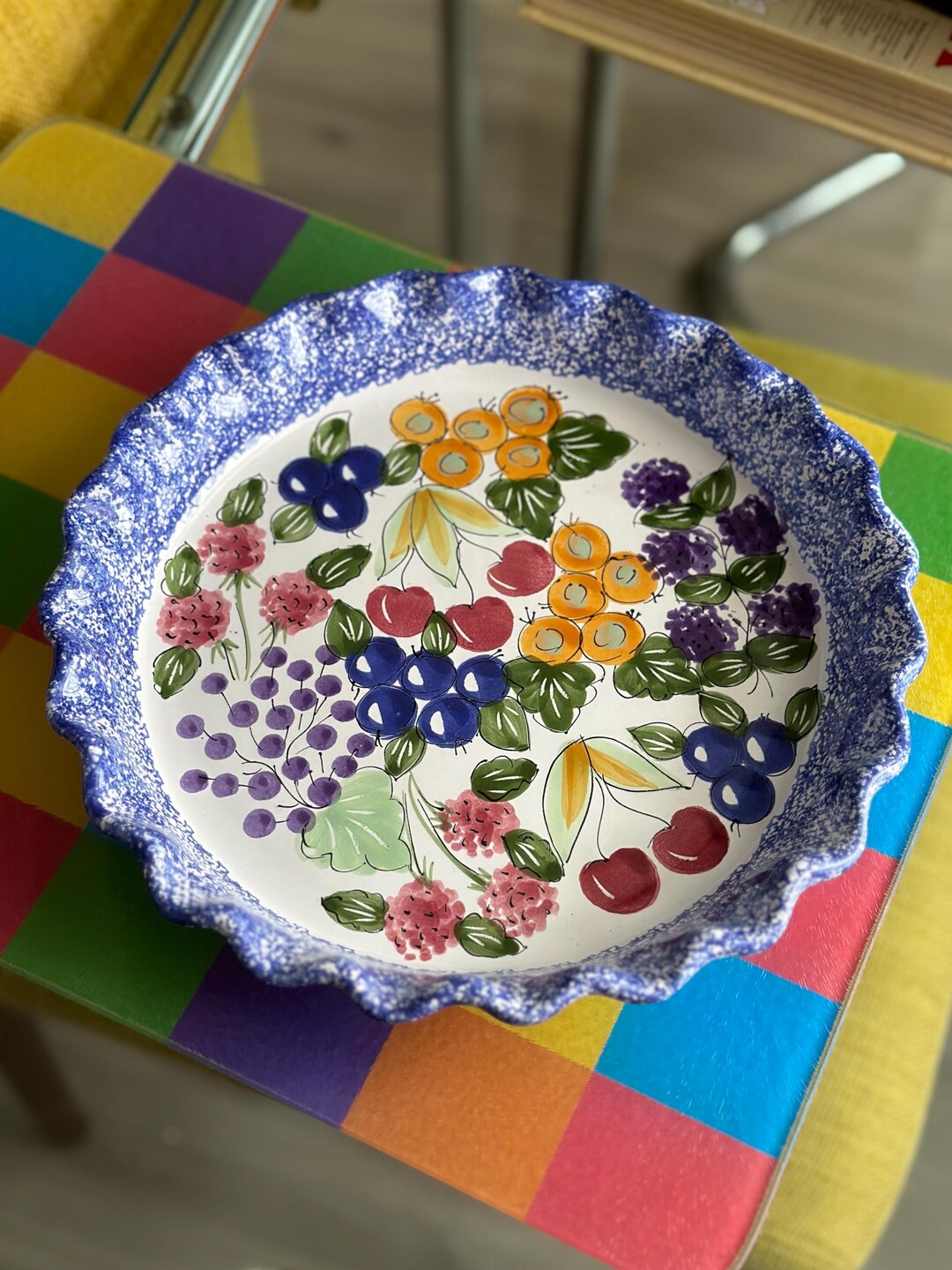 1990's Mixed Berry Ruffled Splatter Pie Plate - Etsy