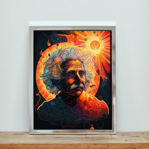 Albert Einstein Portrait as Poster, Wall Decoration, Space, Space, Bright Colors, Psychedelic ...