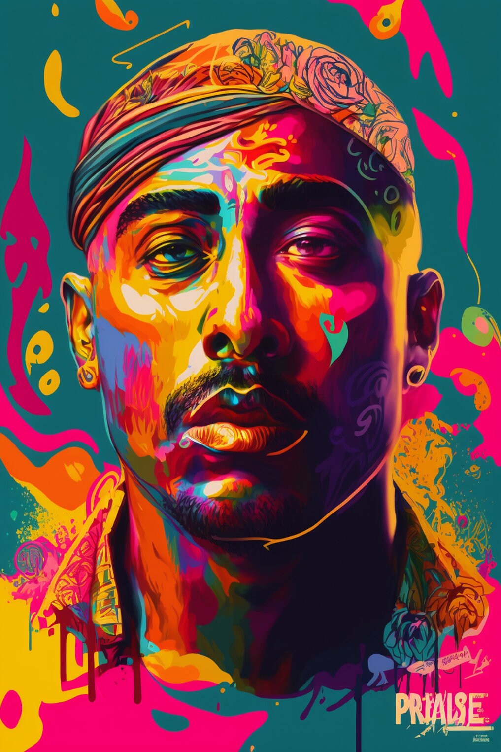 Psychedelic, Trippy Tupac Shakur Poster, Digital Print, Wall Poster ...