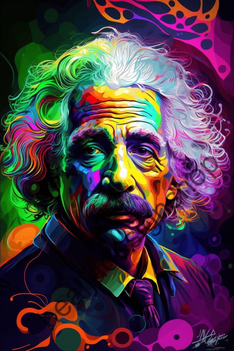 Albert Einstein Poster, Wall Decoration, Space, Space, Bright Colors, Psychedelic, Trippy Art ...