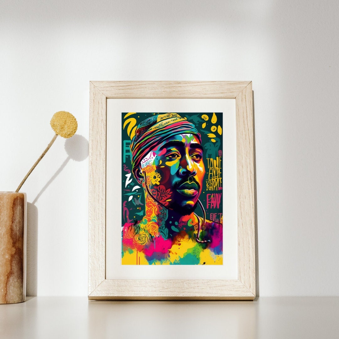 Tupac Shakur Poster, Digital Art Print, Home Decor Psychedelic, Trippy ...