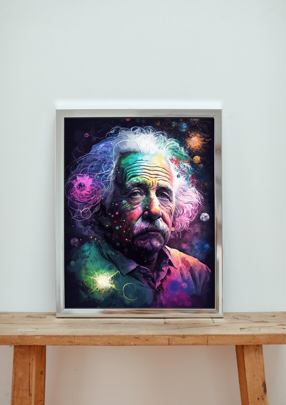 Albert Einstein Røyker Trippy Albert Einstein Mural' Poster, Picture,