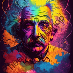 Albert Einstein Poster, Wall Decoration, Space, Space, Bright Colors ...