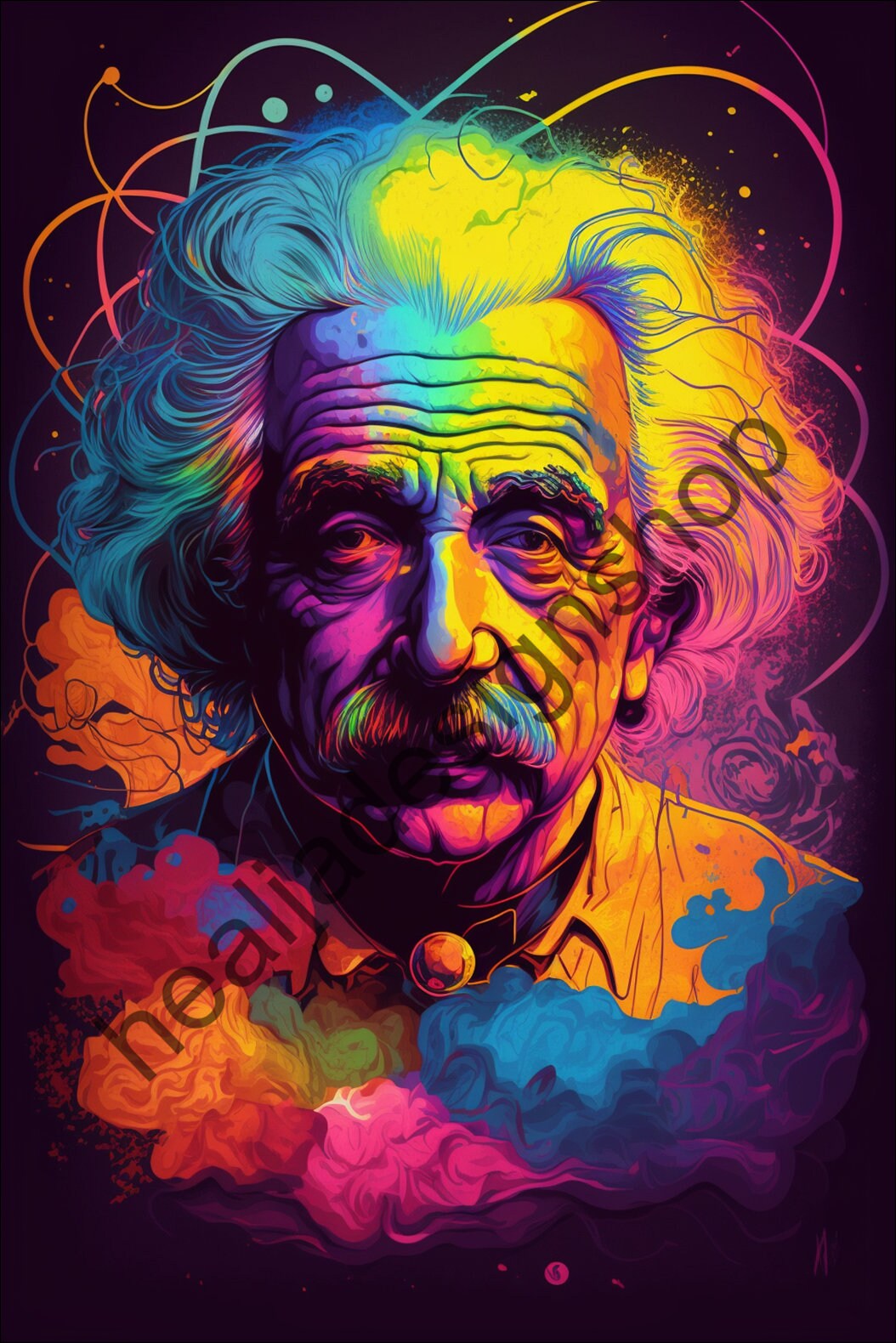 Albert Einstein Poster, Wall Decoration, Space, Space, Bright Colors ...