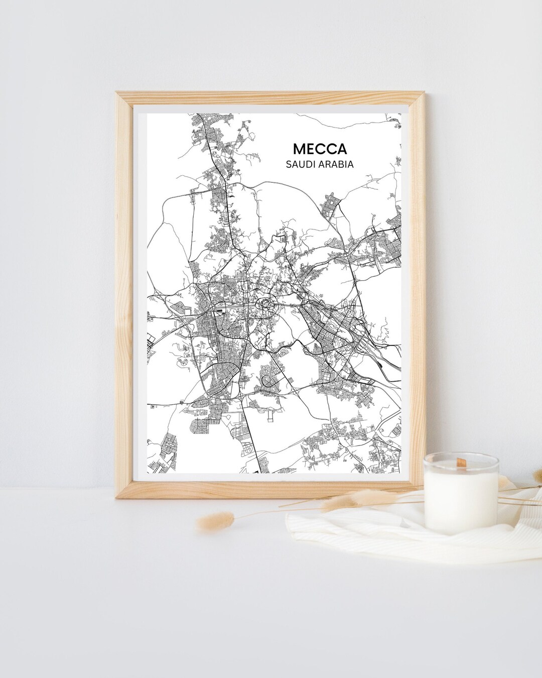 Mecca Map Poster Printable Download Mecca Saudi Arabia Wall - Etsy