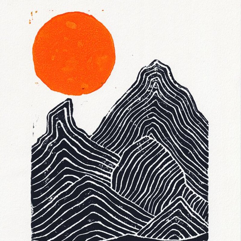 Mountain Linocut - Etsy