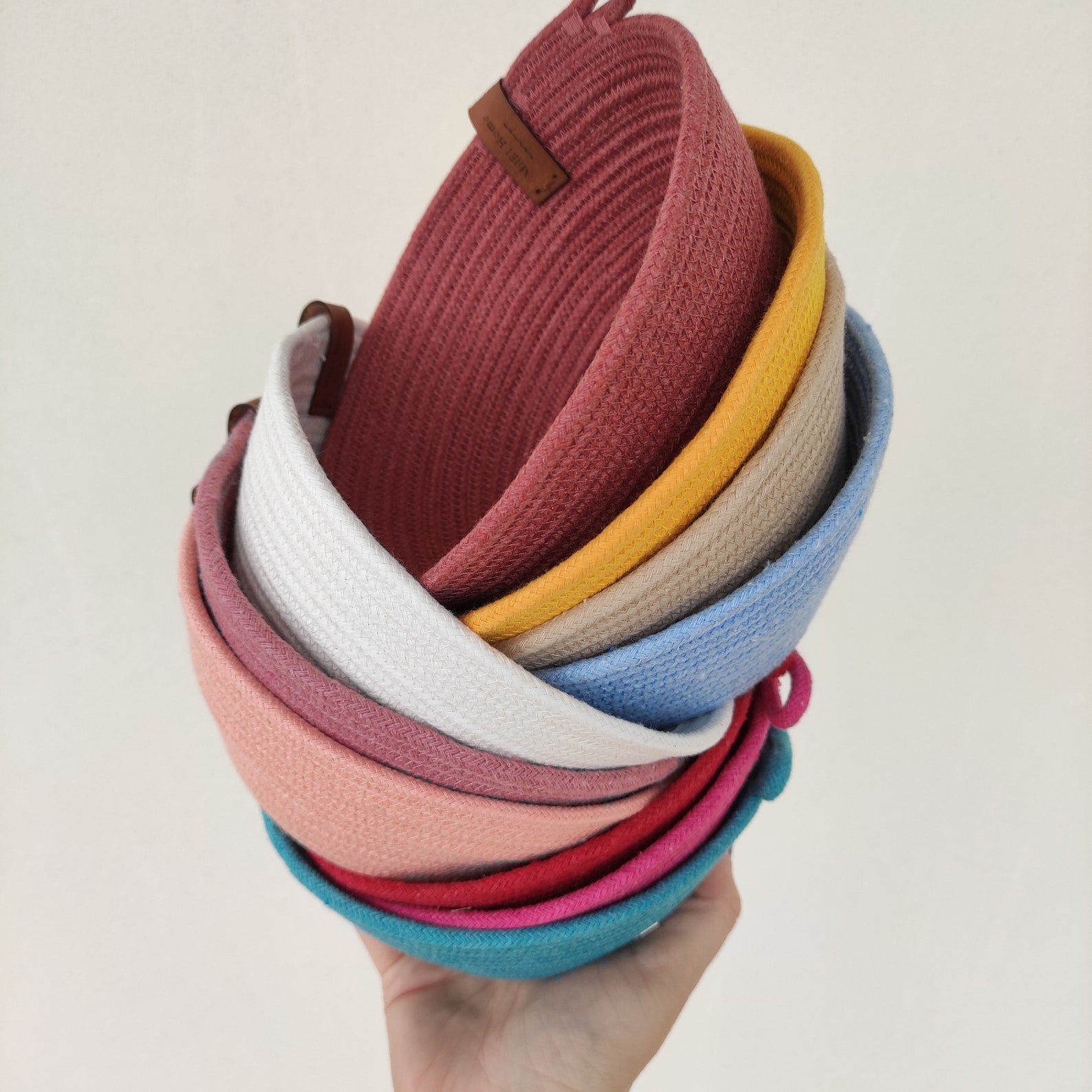 Cotton Rope Woven Basket, Handmade Storage Basket, Cotton Rope Oval ...