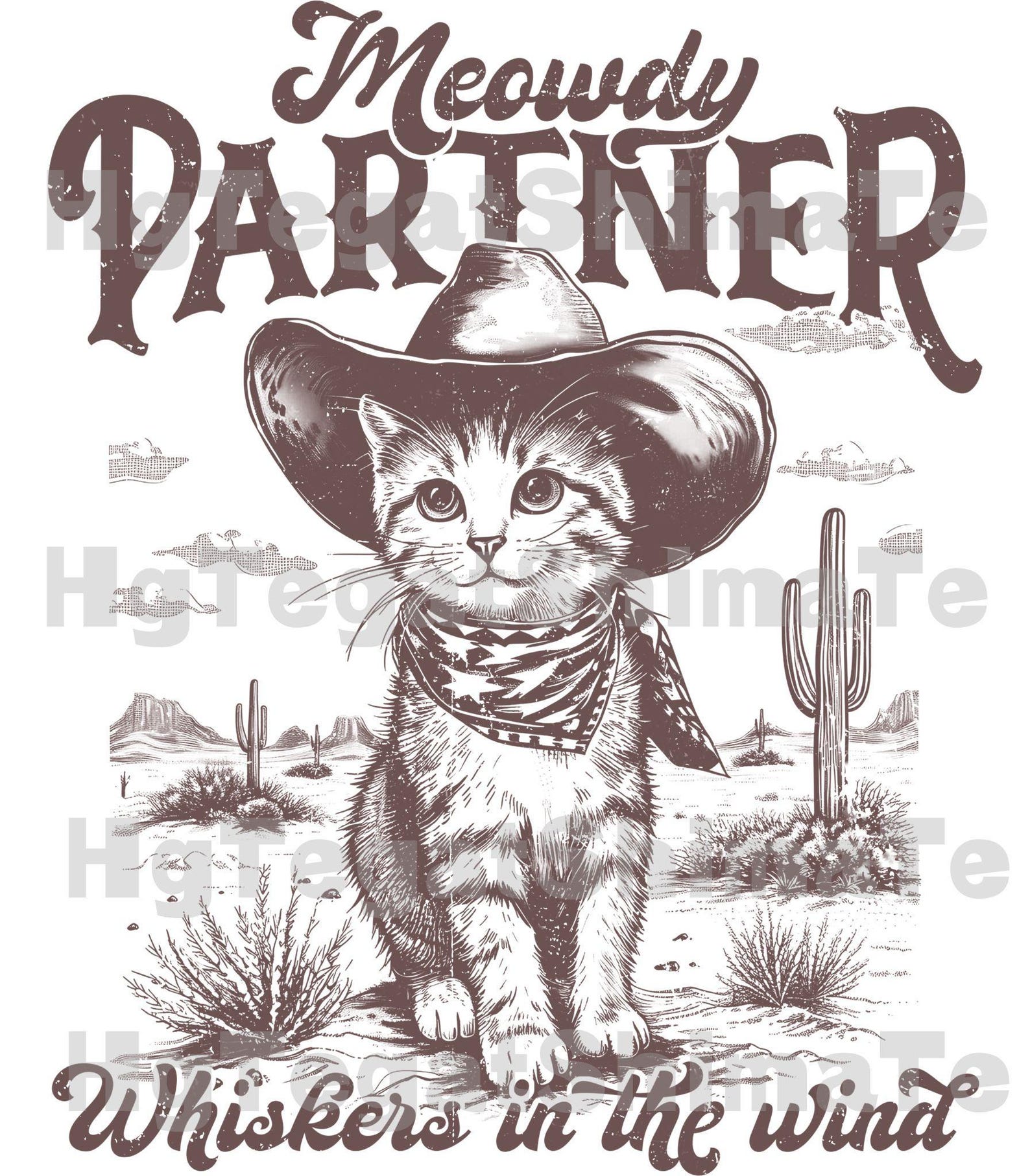 Cowboy Cat Meowdy Partner Whiskers in the Wind PNG, Meowdy Partner ...