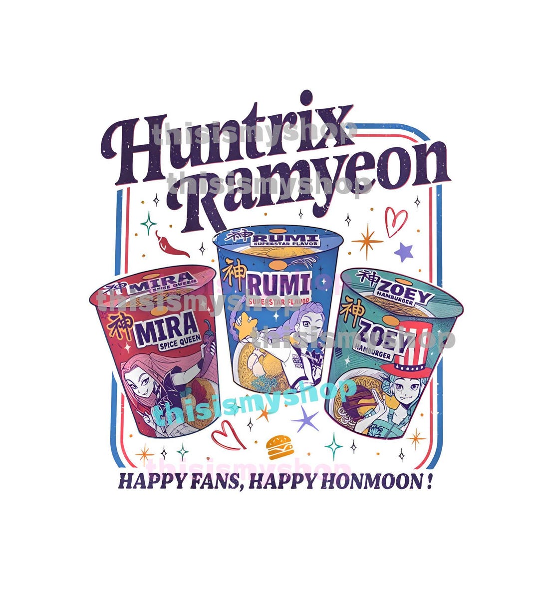2+ PNG Huntrix Ramyeon Zoey Rumi Mira, Sajaboys Kpop Demon Hunters ...