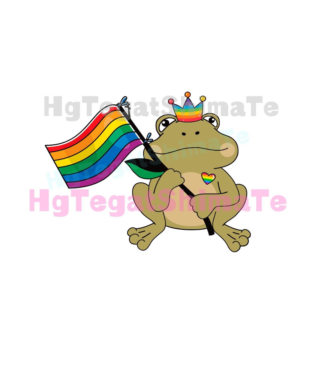 LGBTQ+ Cute Crowned Frog PNG Bundle, Rainbow Pride Flag Frog Clipart ...