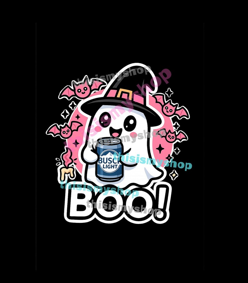 Kawaii Pink Busch Light Halloween Ghost PNG, Cute Boo Beer Can, Witch ...