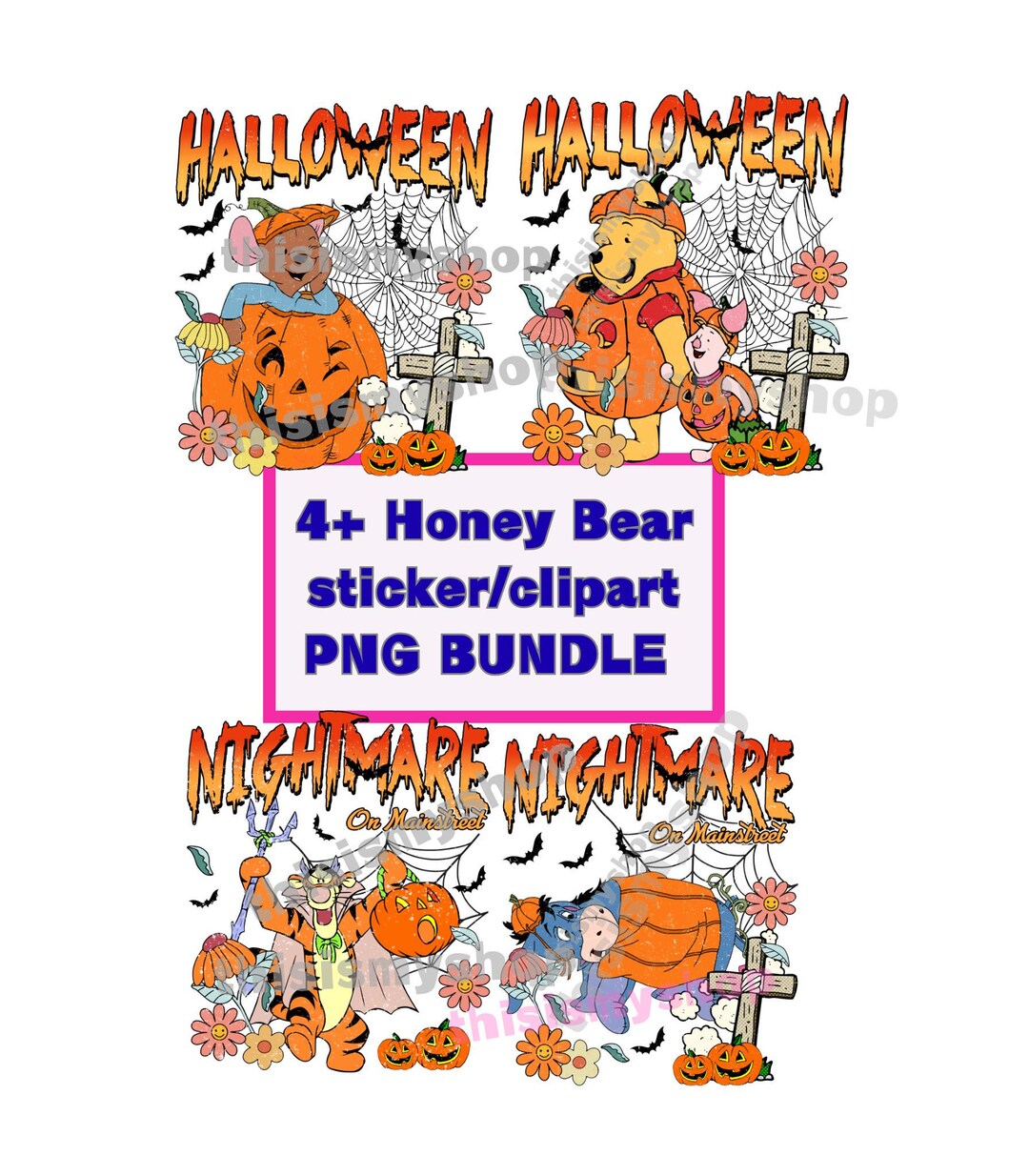 Halloween Bear PNG Clipart Bundle: Spooky Autumn Digital Artwork - Etsy