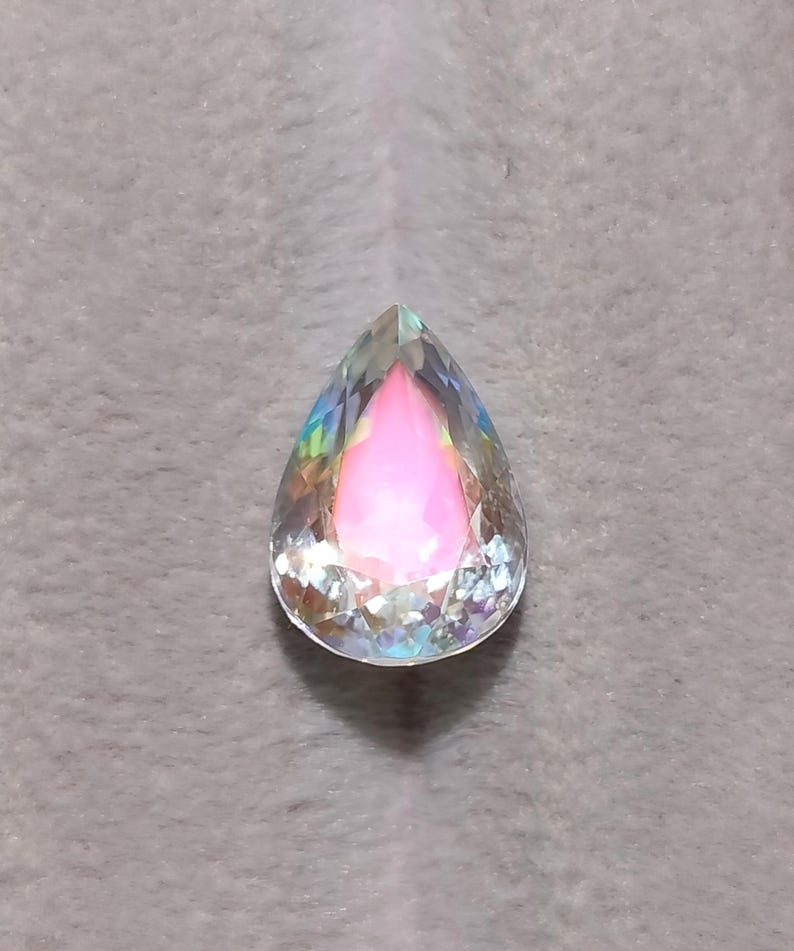 Pinkish Fire Faceted Natural Madagascar Rainbow Moonstone,2.95 Carats ...