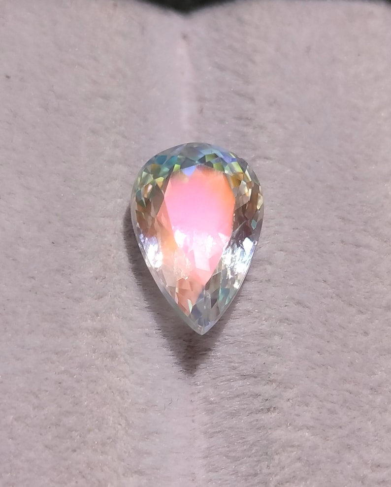 Pinkish Fire Faceted Natural Madagascar Rainbow Moonstone,2.95 Carats ...