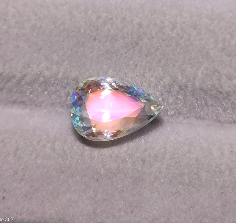 Pinkish Fire Faceted Natural Madagascar Rainbow Moonstone,2.95 Carats ...