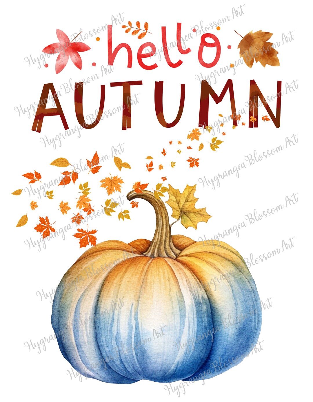 Hello Autumn Watercolor Pumpkin Vibes Png, Retro Fall, Vintage Pumpkin ...