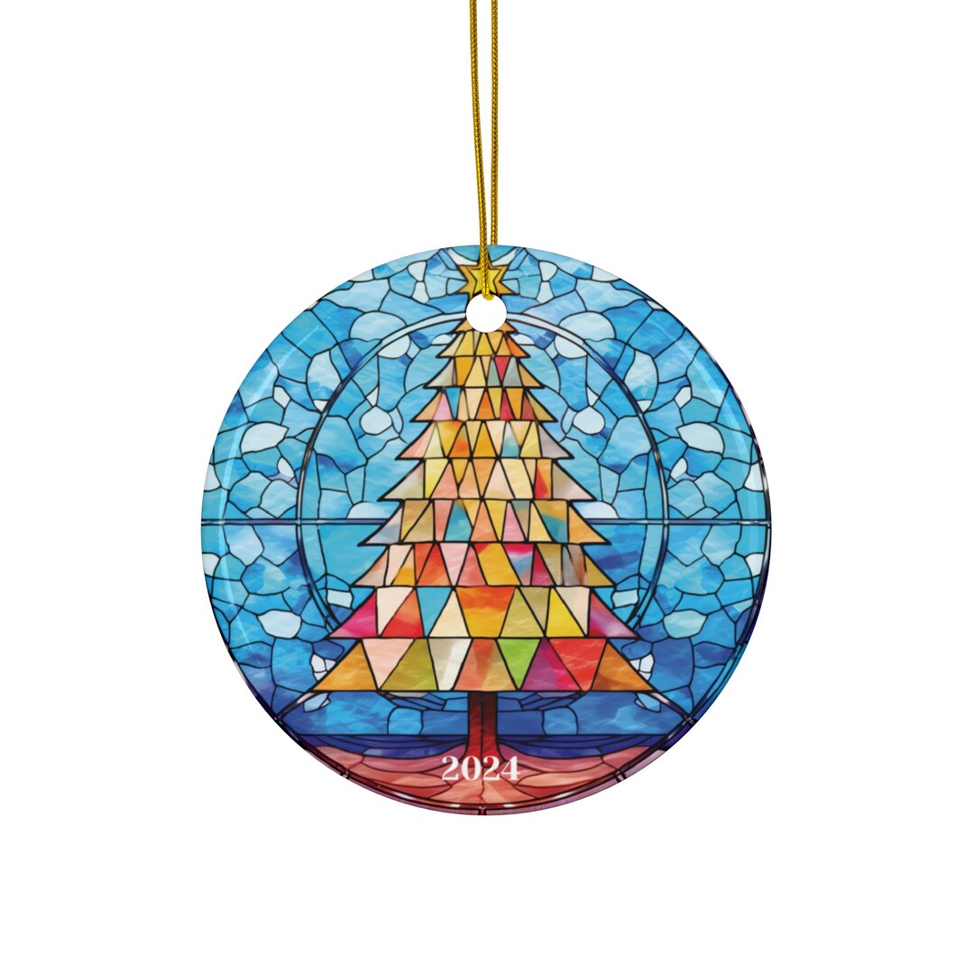 Stained Glass Style Christmas Tree Ornament, Art, Christmas Keepsake ...