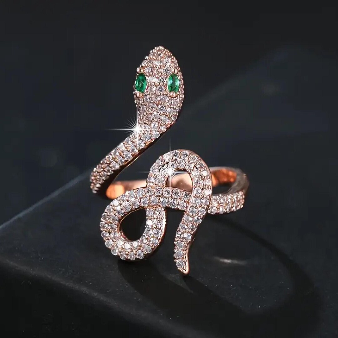 Vintage Snake Ring • Moissanite Diamond Snake Ring • Adjustable and ...