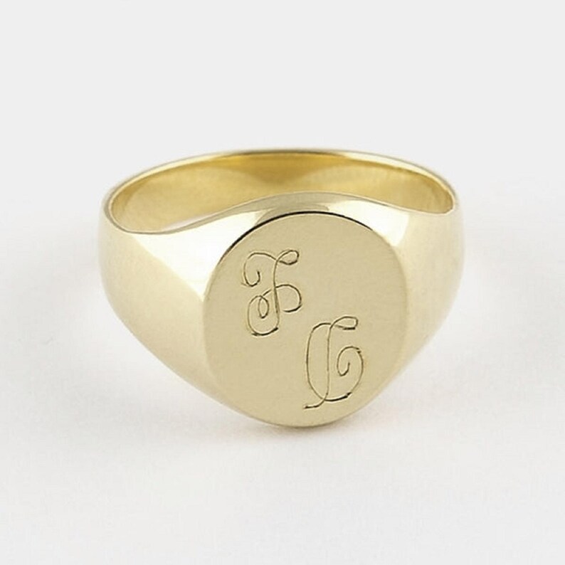 14k Gold Signet Ring-personalized Rings-men Vintage Ring-monogram Ring-letter Ring-initial Ring ...