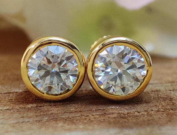 Moissanite bezel earrings store